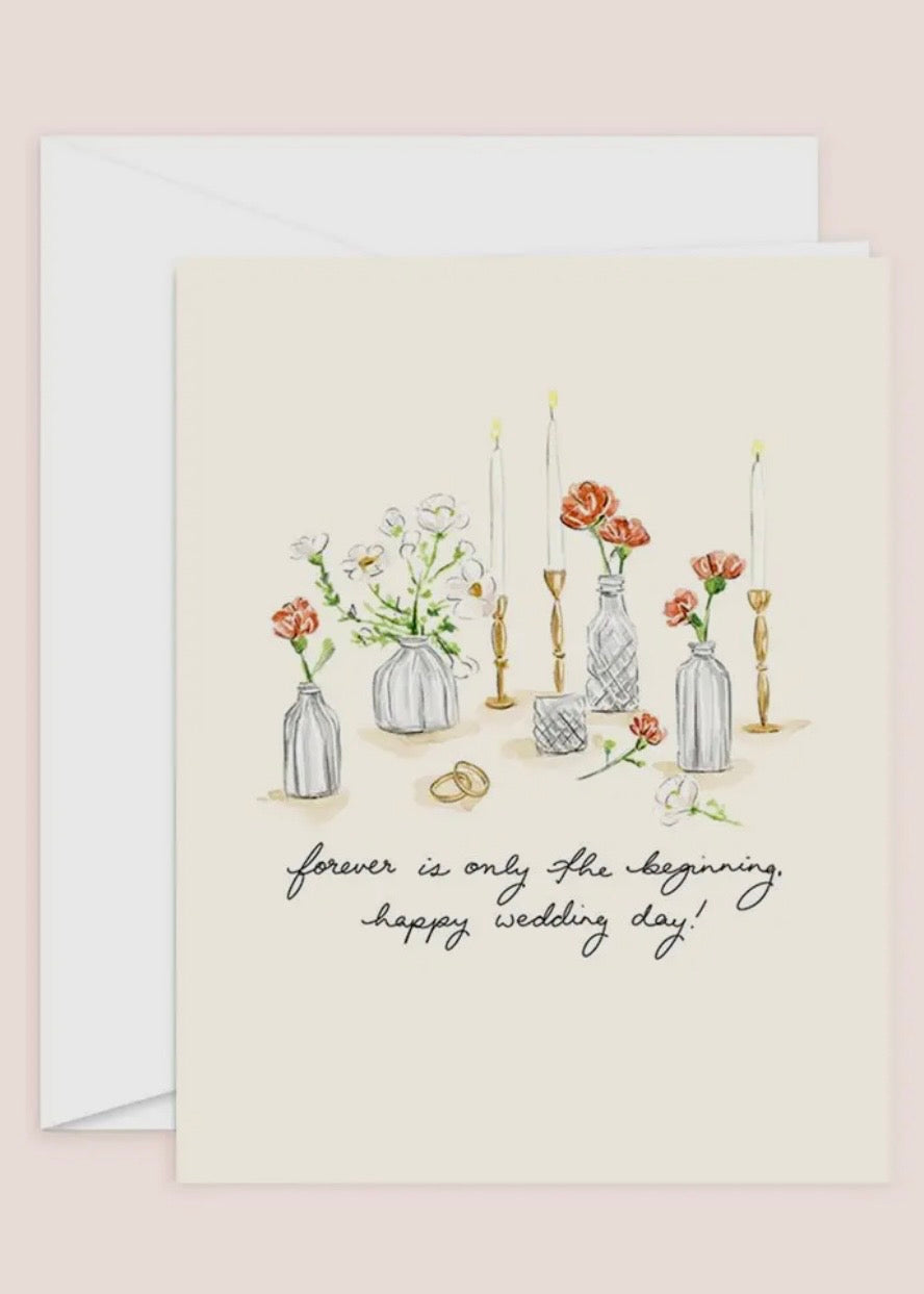 Forever Is Only the Beginning Wedding Card – Red Ribbon