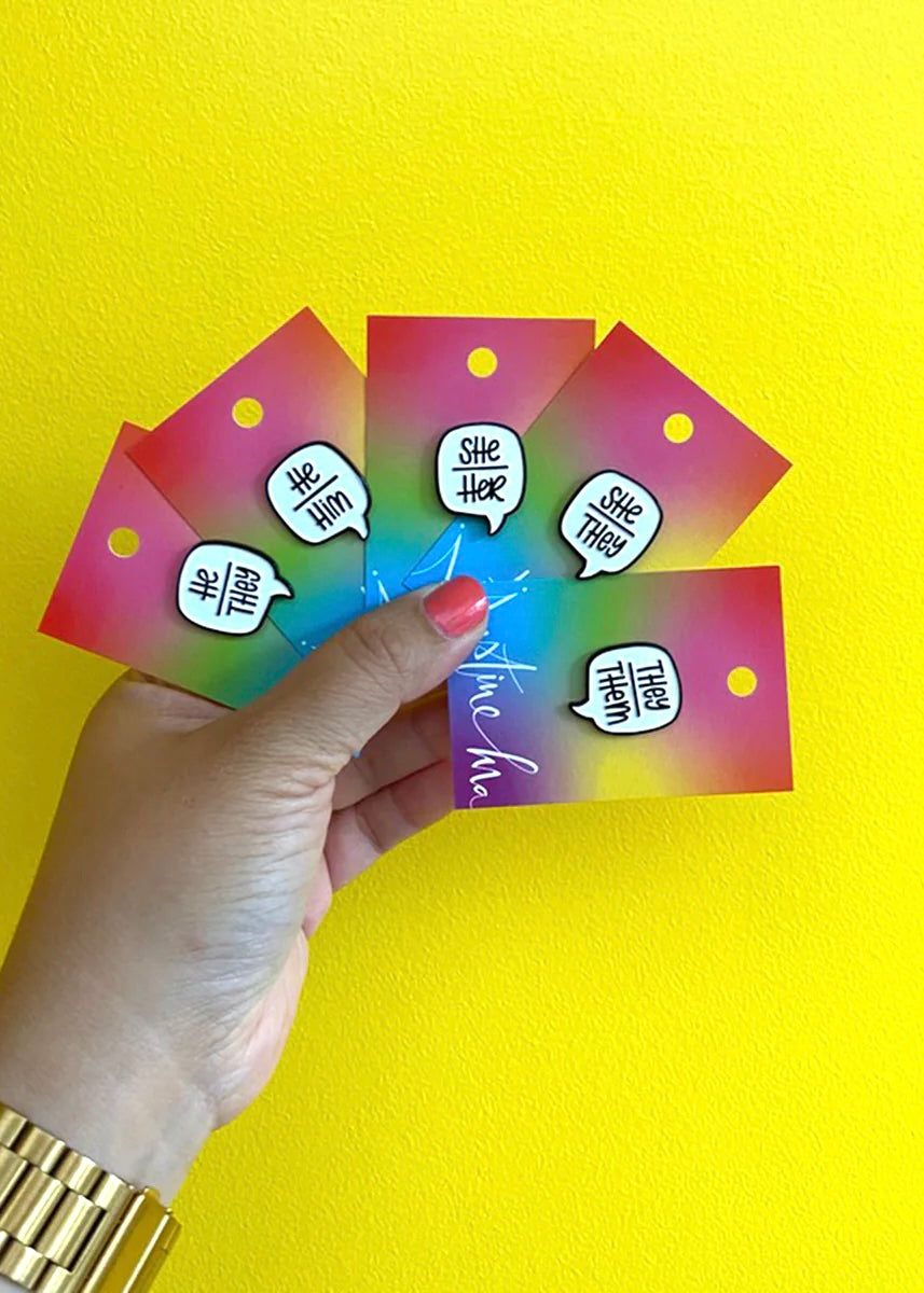 Pronoun Pins – Red Ribbon